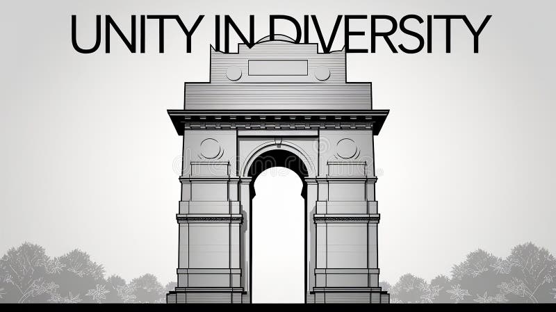 Illustration of a Stylized Depiction of India Gate with a Theme of ...
