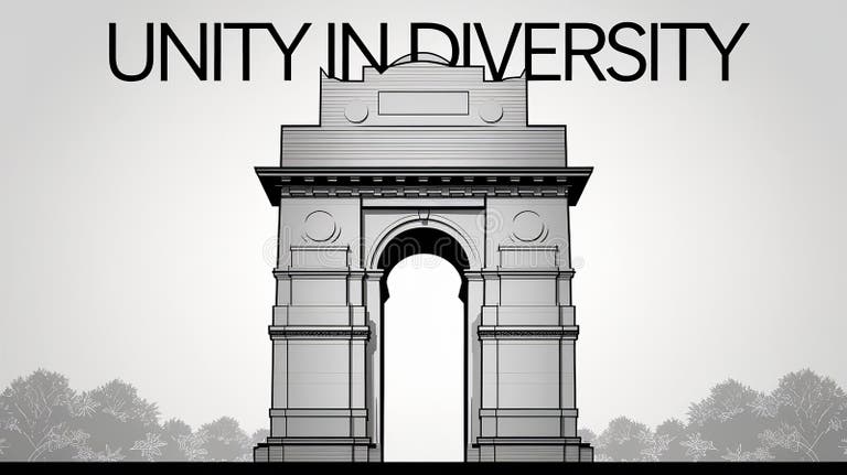 Illustration of a Stylized Depiction of India Gate with a Theme of ...
