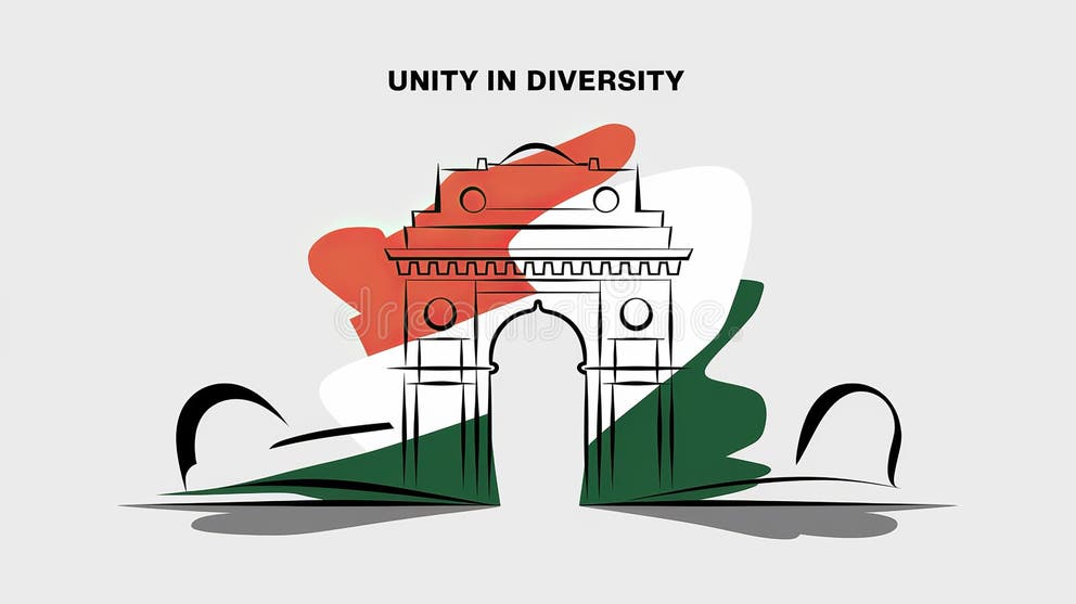 Illustration of a Stylized Depiction of India Gate with a Theme of ...