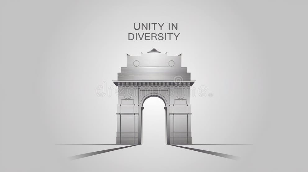 Illustration of a Stylized Depiction of India Gate with a Theme of ...