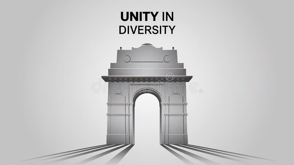 Illustration of a Stylized Depiction of India Gate with a Theme of ...