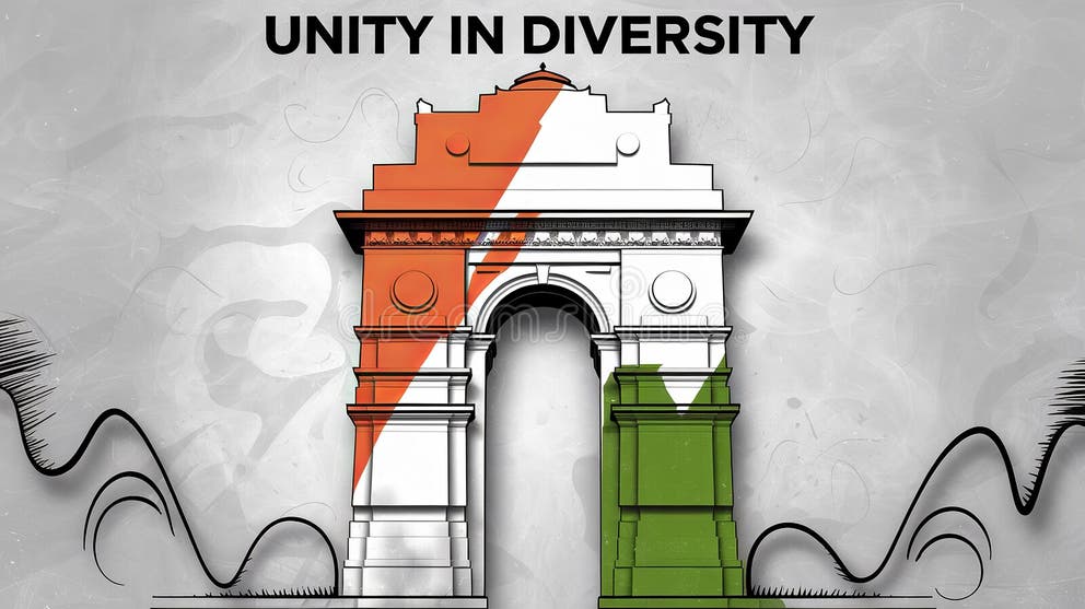 Illustration of a Stylized Depiction of India Gate with a Theme of ...