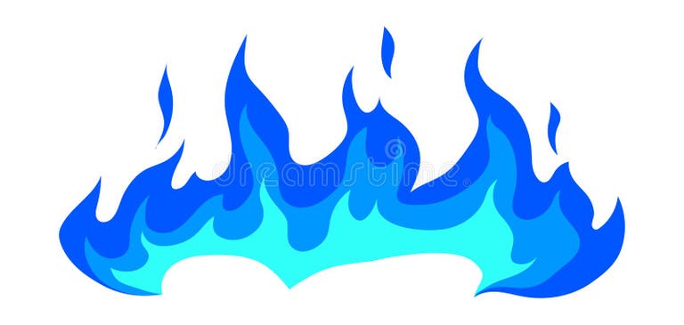 Illustration of Stylized Fire or Flame. Burning Blue Magic Fire or ...