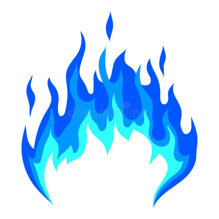 Illustration of Stylized Fire or Flame. Burning Blue Magic Fire or ...