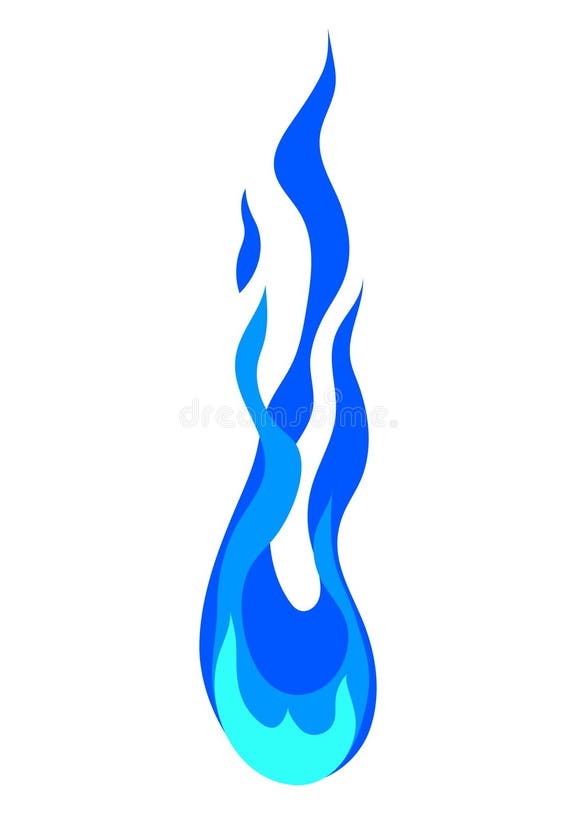 Illustration of Stylized Fire or Flame. Burning Blue Magic Fire or ...