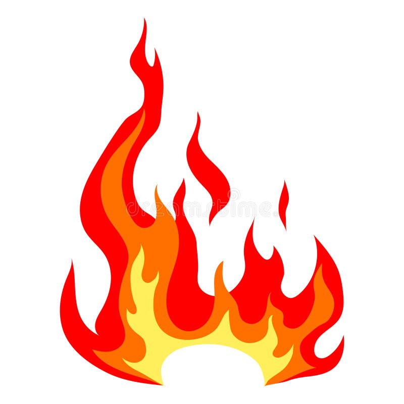 Illustration of Stylized Fire or Flame. Burning Red Fire or Bonfire ...