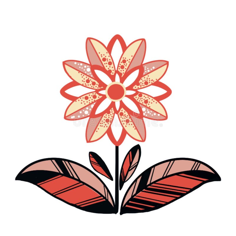 Illustration of a Stylized Flower with a Central Circular Disc and ...