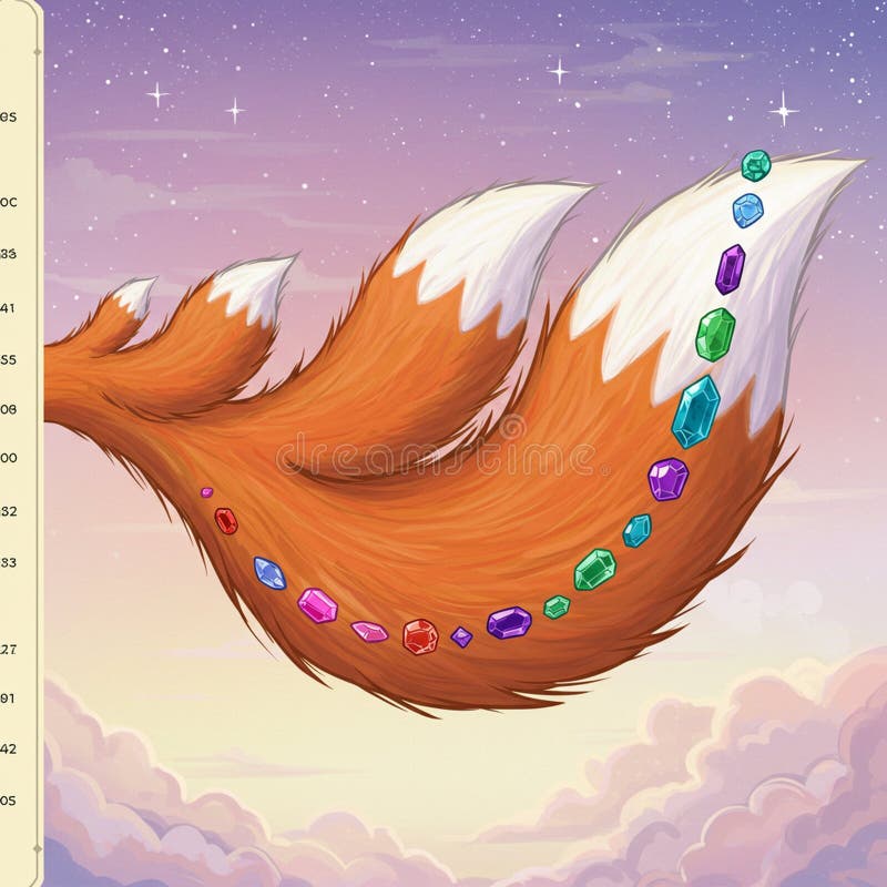 An Illustration of a Stylized Fox Tail Adorned with an Array of ...