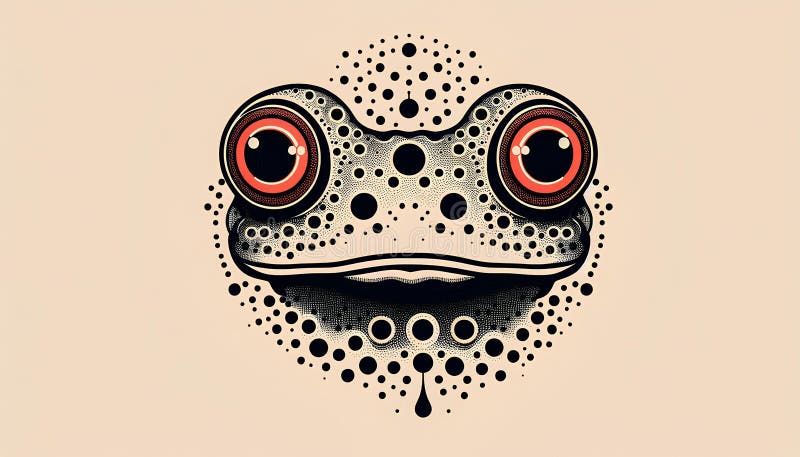 Illustration of a Stylized Frog S Face with Large, Bright Red Eyes. the ...