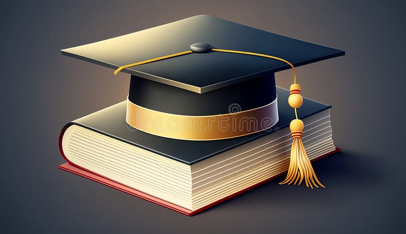 Illustration of Stylized Graduation Cap on Book Isolated on Grey ...