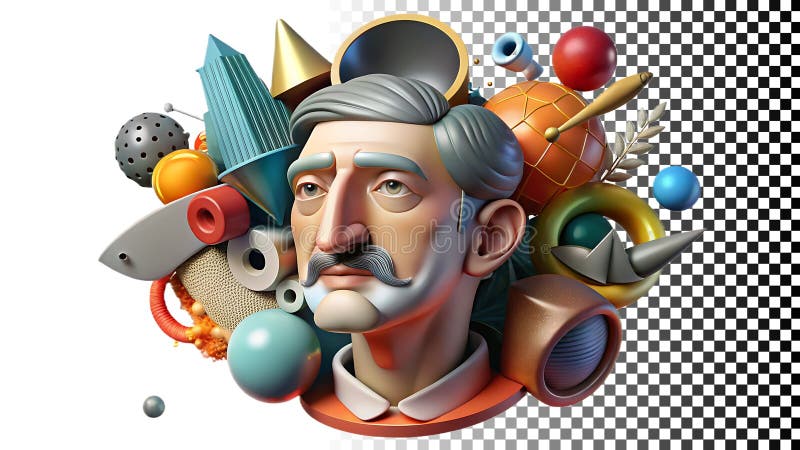 Abstract Head with Thoughts, Creative Thinking Concept Illustration Png ...