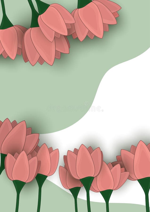 Illustration with Stylized Lily Flowers. Floral Pattern on a Wave ...