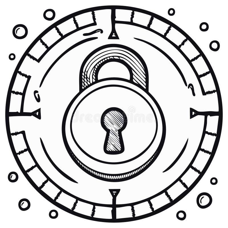 Illustration of Stylized Lock with Circular Maze Like Design Offering a ...