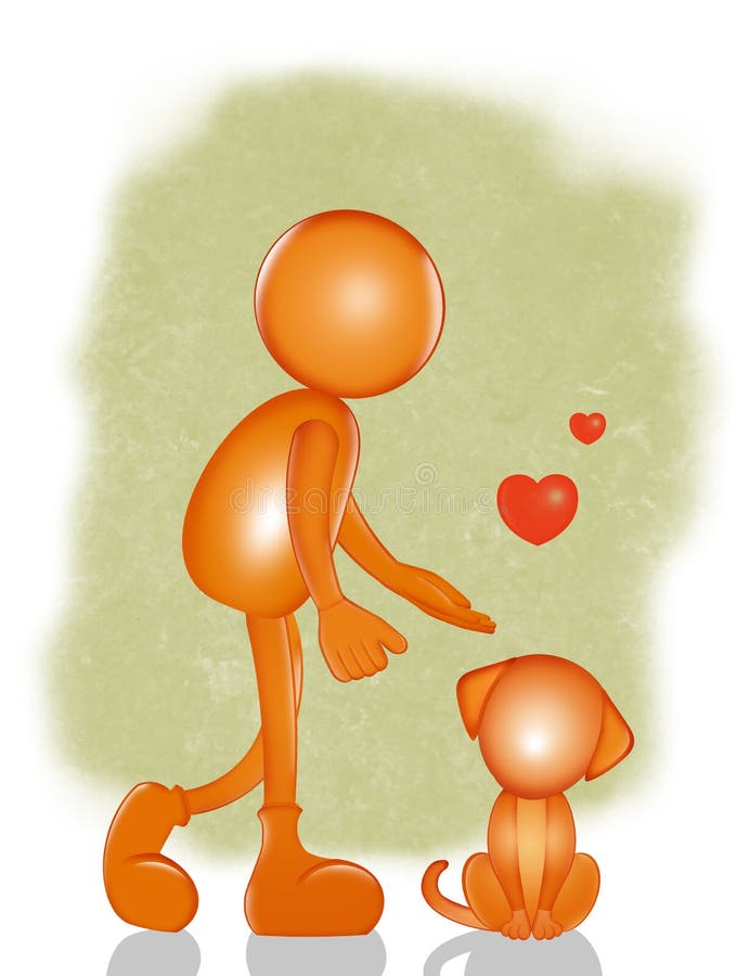 Stylized man with dog stock illustration. Illustration of male - 222984596