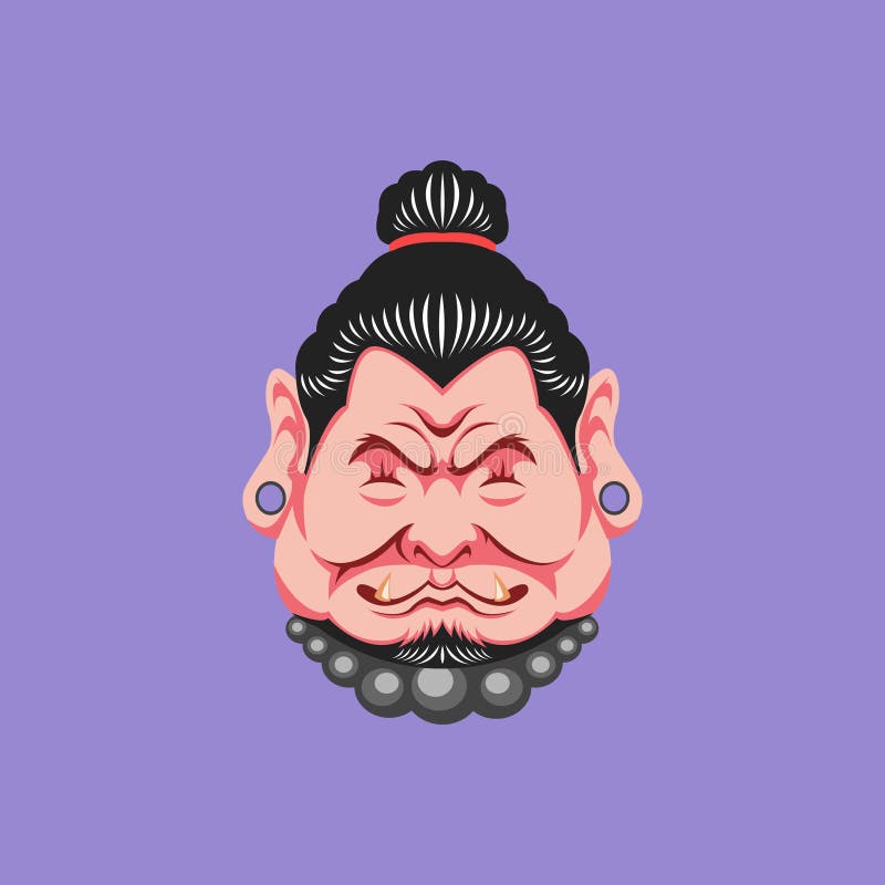 Oni mask stock vector. Illustration of purple, hair - 364973076