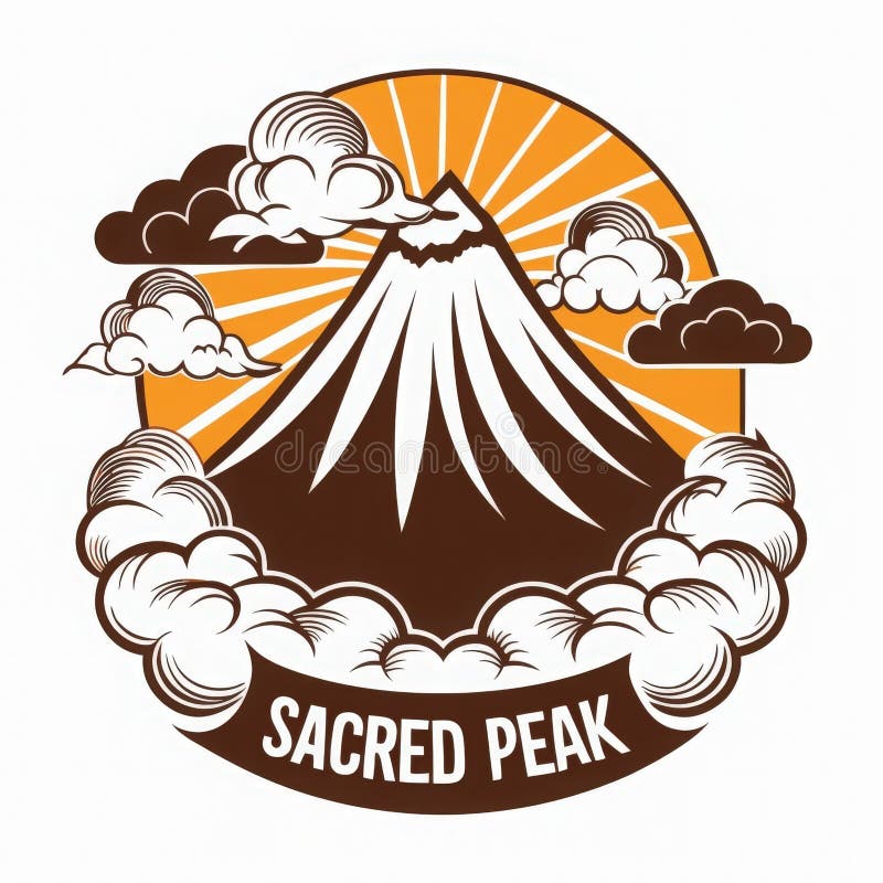 Sacred Mountain Peak with Clouds Illustration Stock Illustration - Illustration of sacred ...