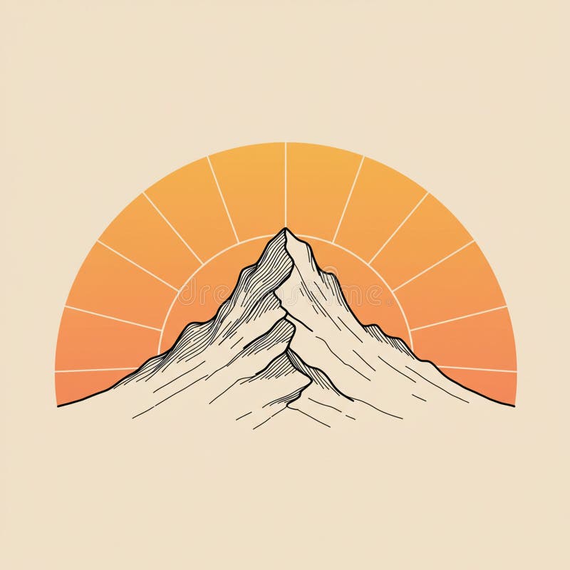 Illustration of Stylized Mountains with Sharp, Angular Peaks, Rendered in Detailed Black Stock ...