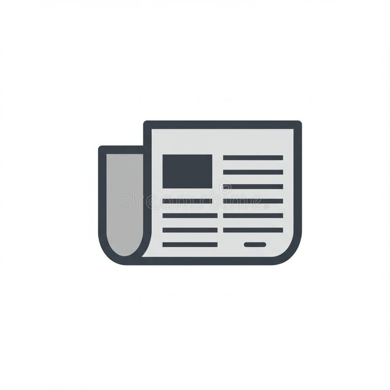 An Illustration of a Stylized Newspaper Icon Features a Grey and White ...