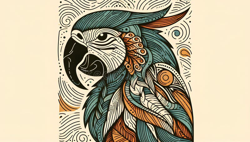 Illustration of a Stylized Parrot in Profile. the Stock Illustration ...