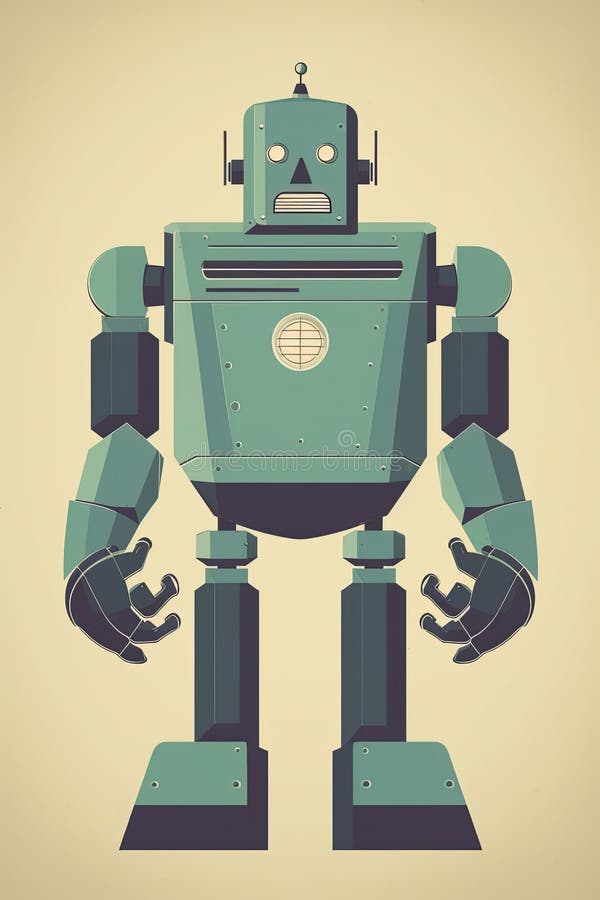 Illustration of a Stylized Retro Robot Stock Illustration ...