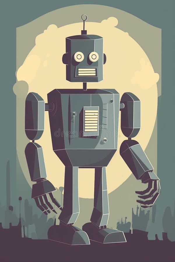 Illustration of a Stylized Retro Robot Stock Illustration ...