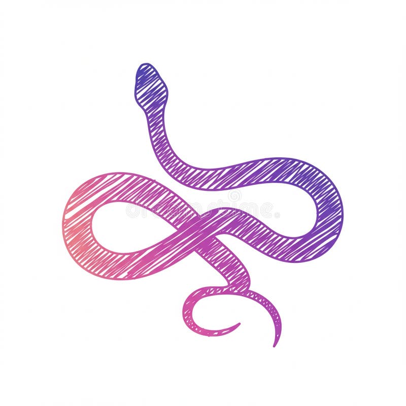 Illustration of a Stylized Snake Shaped with Flowing, Curvy Lines. the ...