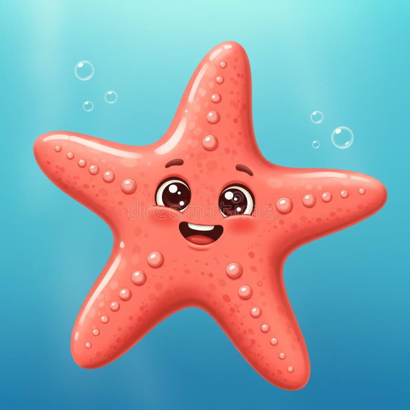 Illustration of a Stylized Starfish with a Bright Orange Hue and a ...