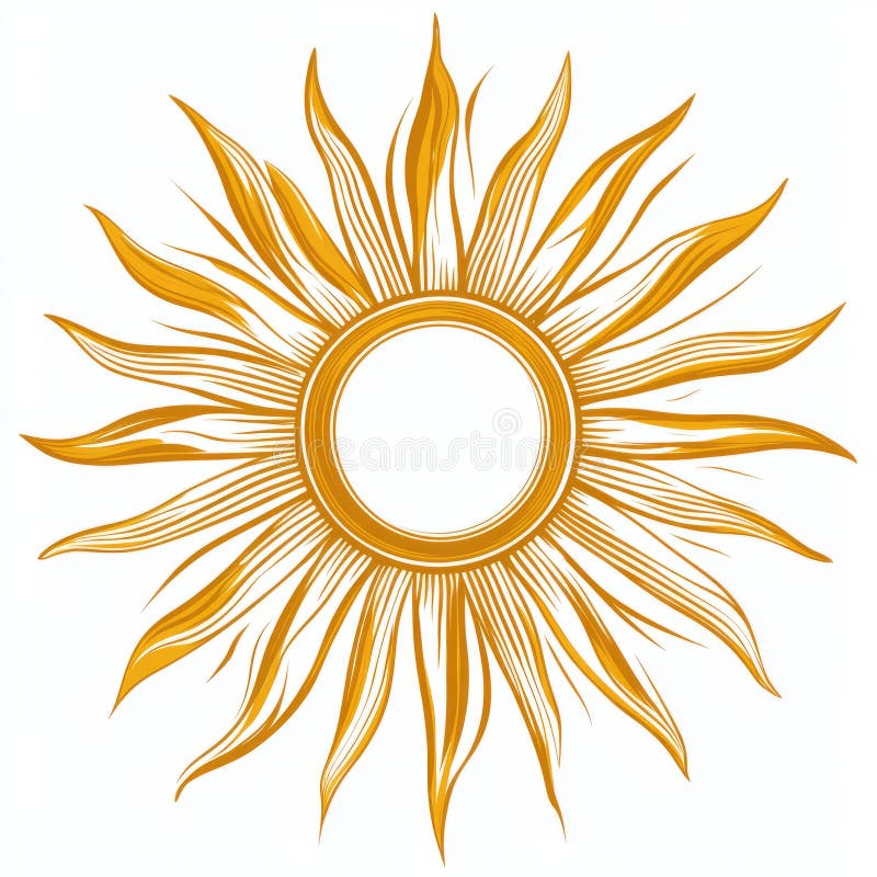 Illustration of a Stylized Sun with Rays. Stock Photo - Image of ...