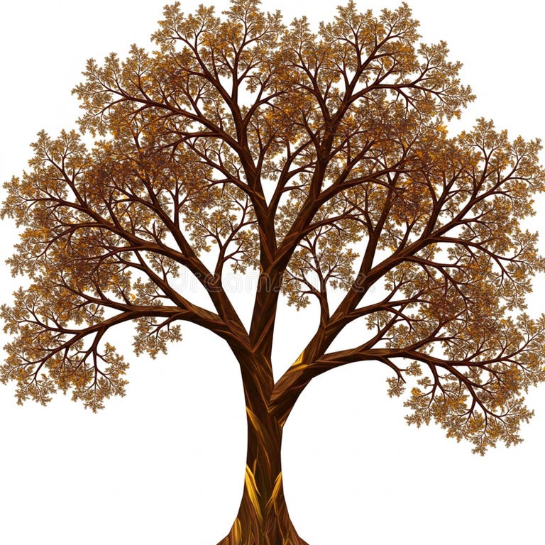 Illustration of a Stylized Tree with a Thick Trunk and Rich, Branching ...