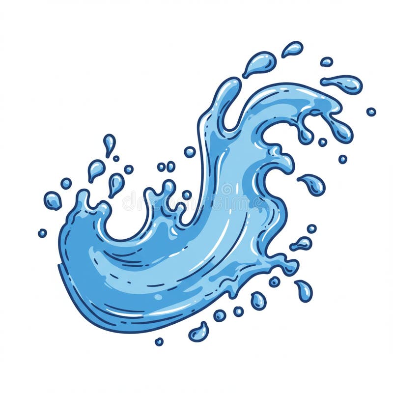 Illustration of a Stylized Water Splash, Featuring Smooth Curves and ...