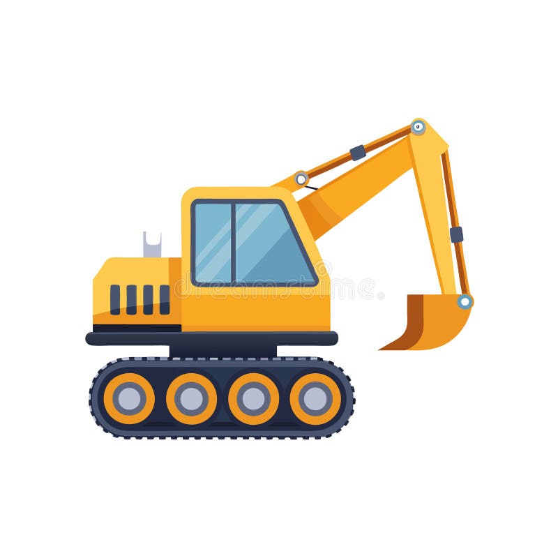Illustration of a Stylized Yellow Excavator on White Background Stock ...