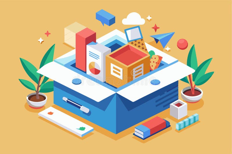 Illustration of a Subscription Box with Customizable Items - Chart, Box ...