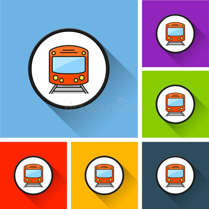 Subway Icons with Long Shadow Stock Vector - Illustration of transport ...