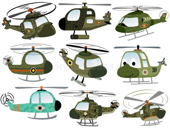 Set of Military Helicopter Cartoon Stock Vector - Illustration of army ...