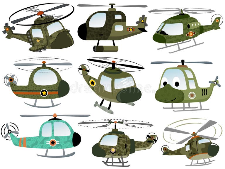 Set of Military Helicopter Cartoon Stock Vector - Illustration of army ...