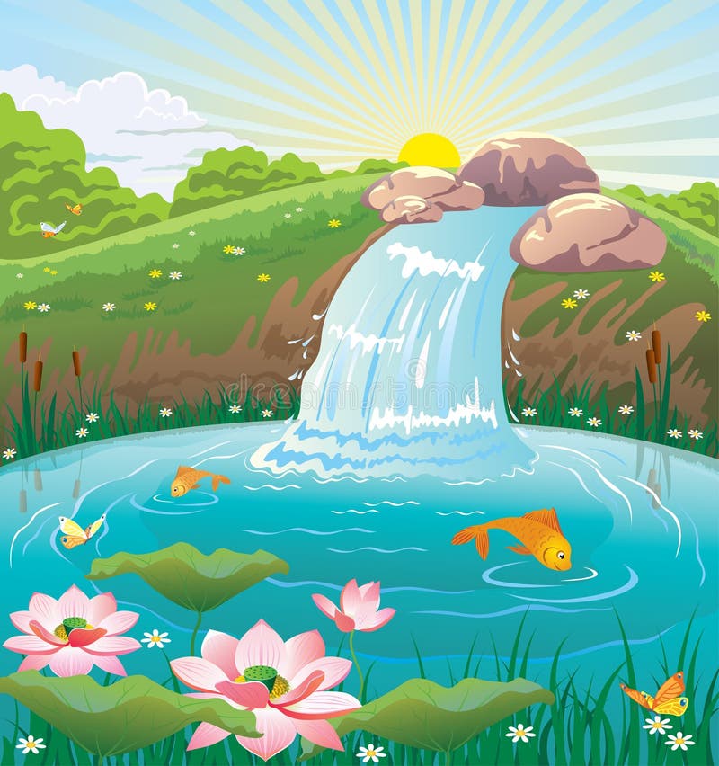 Waterfall Drawing Cartoon