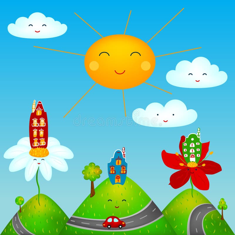 Illustration of Summer or Spring Nature Stock Vector - Illustration of ...