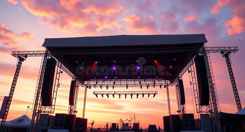 Illustration Summer Stage Festival Stock Photo - Image of sound, music ...