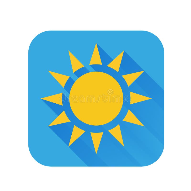 Illustration of the Sun in a Blue-colored Square Isolated on a White ...