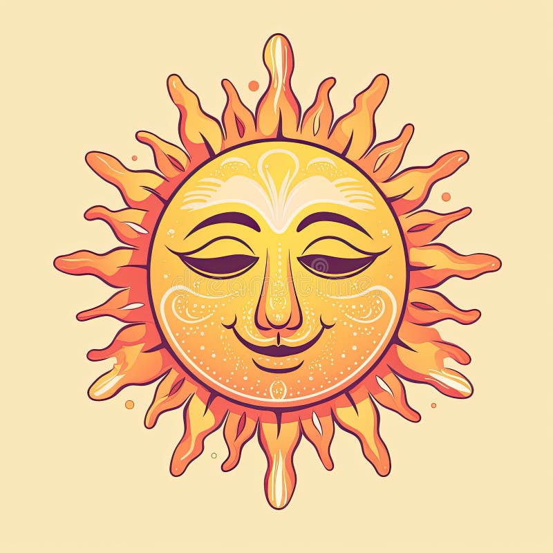 Illustration of a Sun with Face on a Colored Background. Generative AI ...