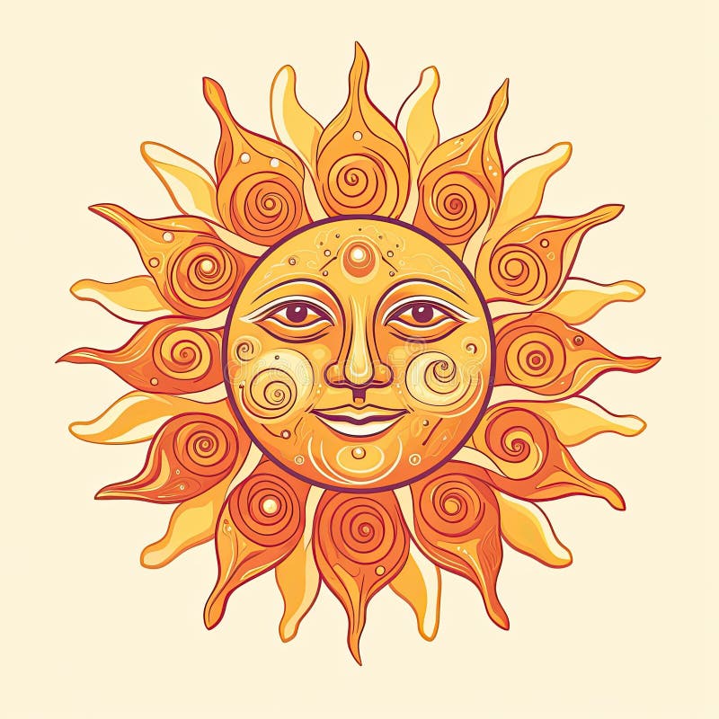 Illustration of a Sun with Face on a Colored Background. Generative AI ...