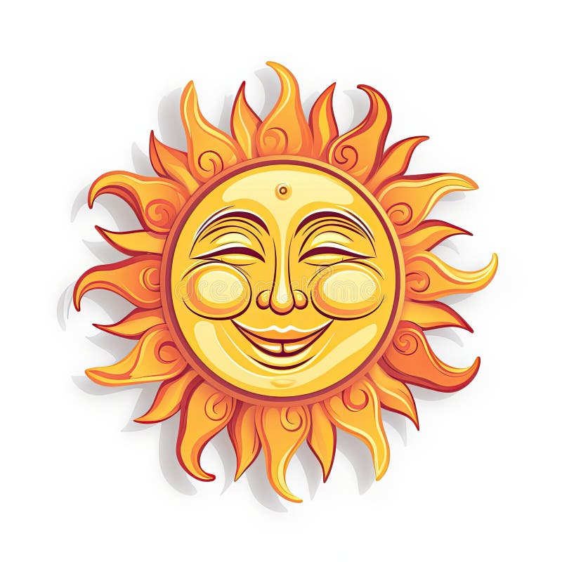 Illustration of a Sun with Face on a Colored Background. Generative AI ...
