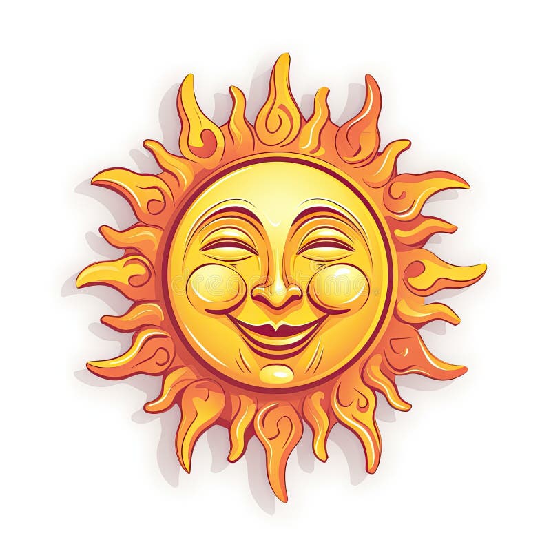 Illustration of a Sun with Face on a Colored Background. Generative AI ...