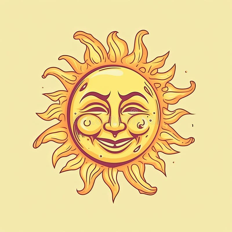 Illustration of a Sun with Face on a Colored Background. Generative AI ...