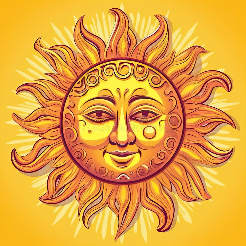 Illustration of a Sun with Face on a Colored Background. Generative AI ...