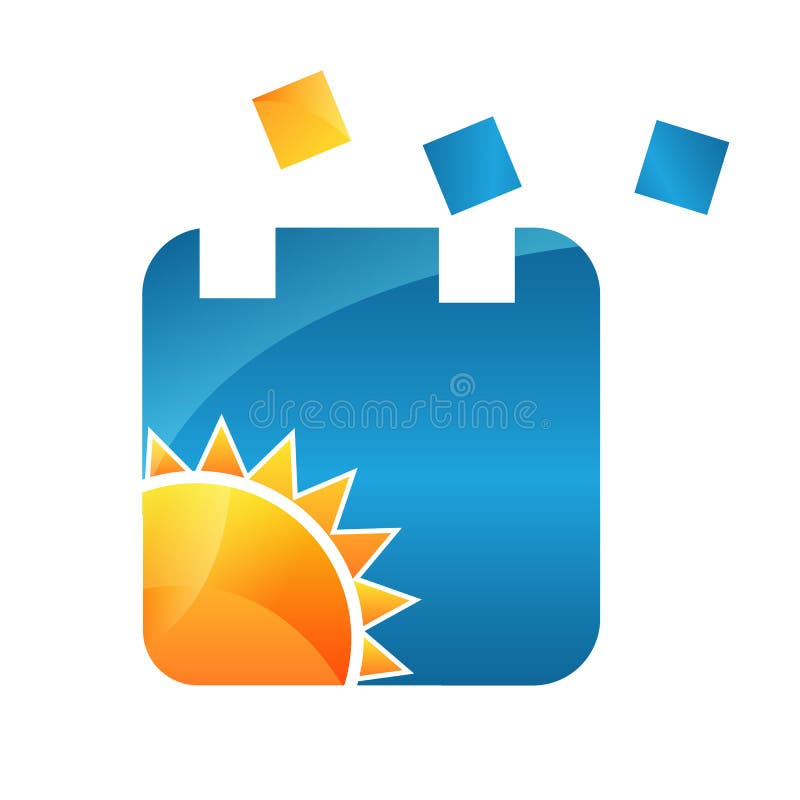 Illustration Sun Logo Design Vector in Square Symbol Elements Stock ...