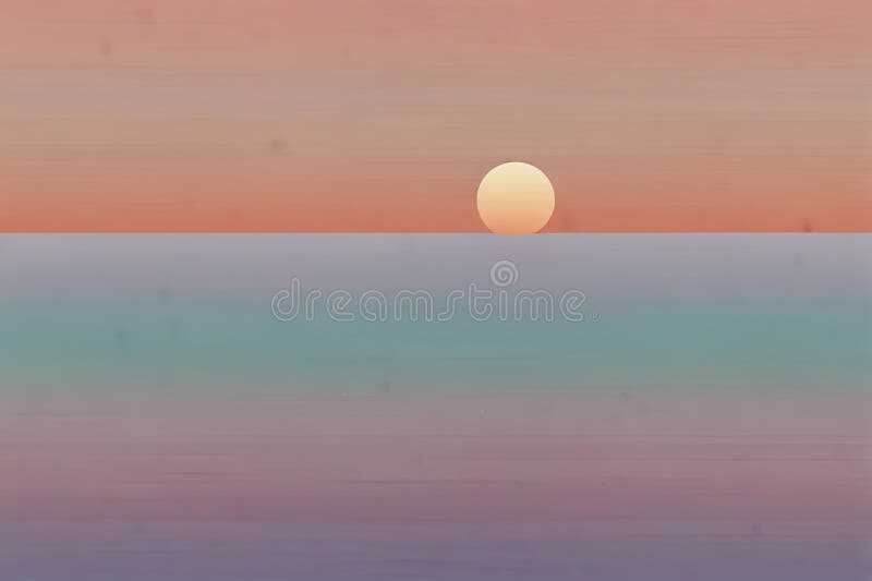 Illustration of Sun and Ocean in Gradient Pastel Color Stock ...