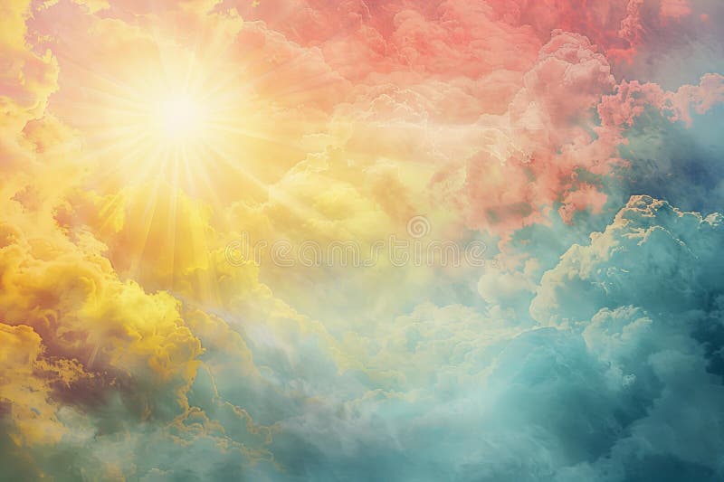 Illustration of Sun Rising Over a Colorful Sky, High Quality, High ...