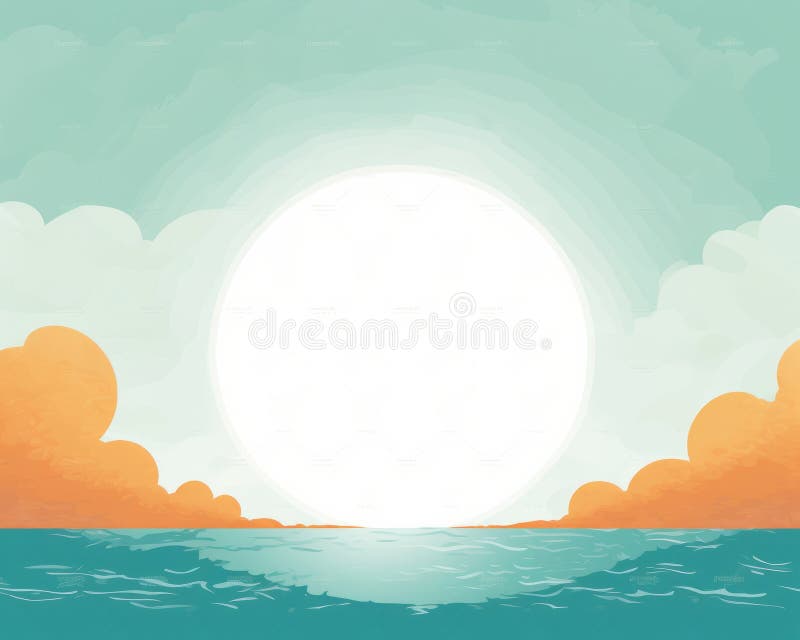 An Illustration of the Sun Rising Over the Ocean Stock Illustration ...