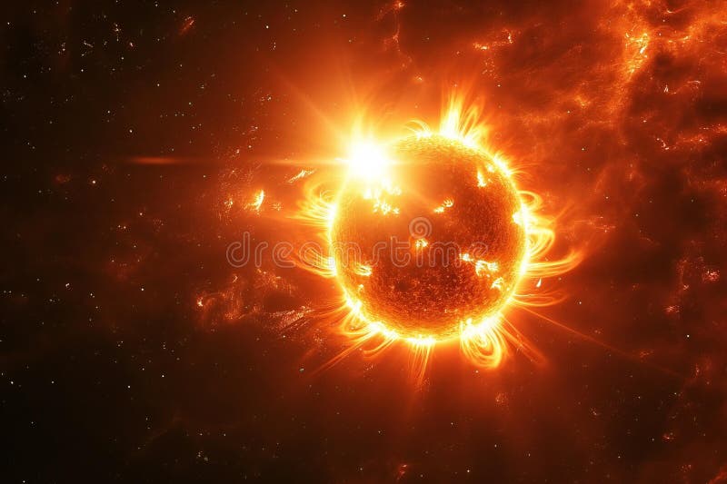 Sun in the Space, Solar System, Cosmos Art Stock Illustration ...
